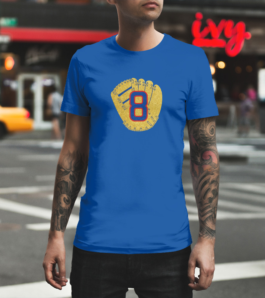 Gold Glove 8 Blue Background T-Shirt