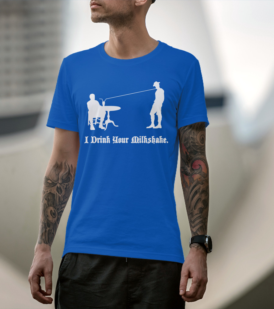I Drink Your Milkshake Vintage Silhouette Blue T-Shirt