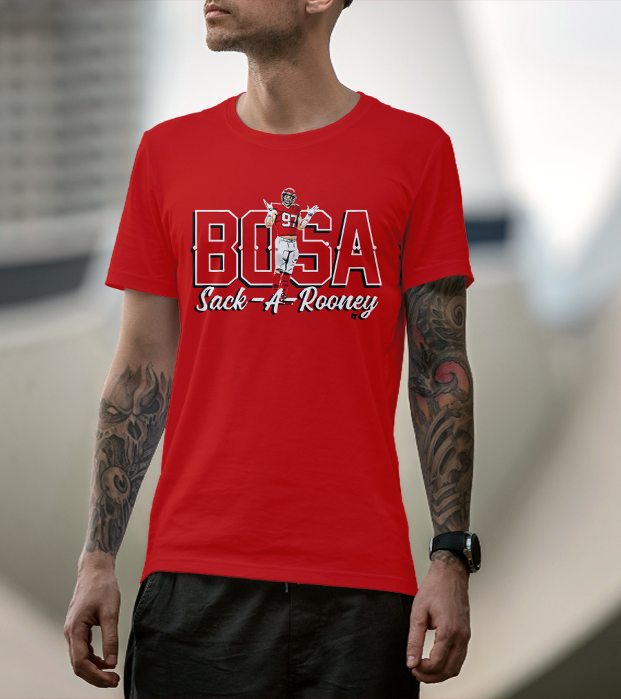 Bosa Sack-A-Rooney 97 Football Player Pose T-Shirt