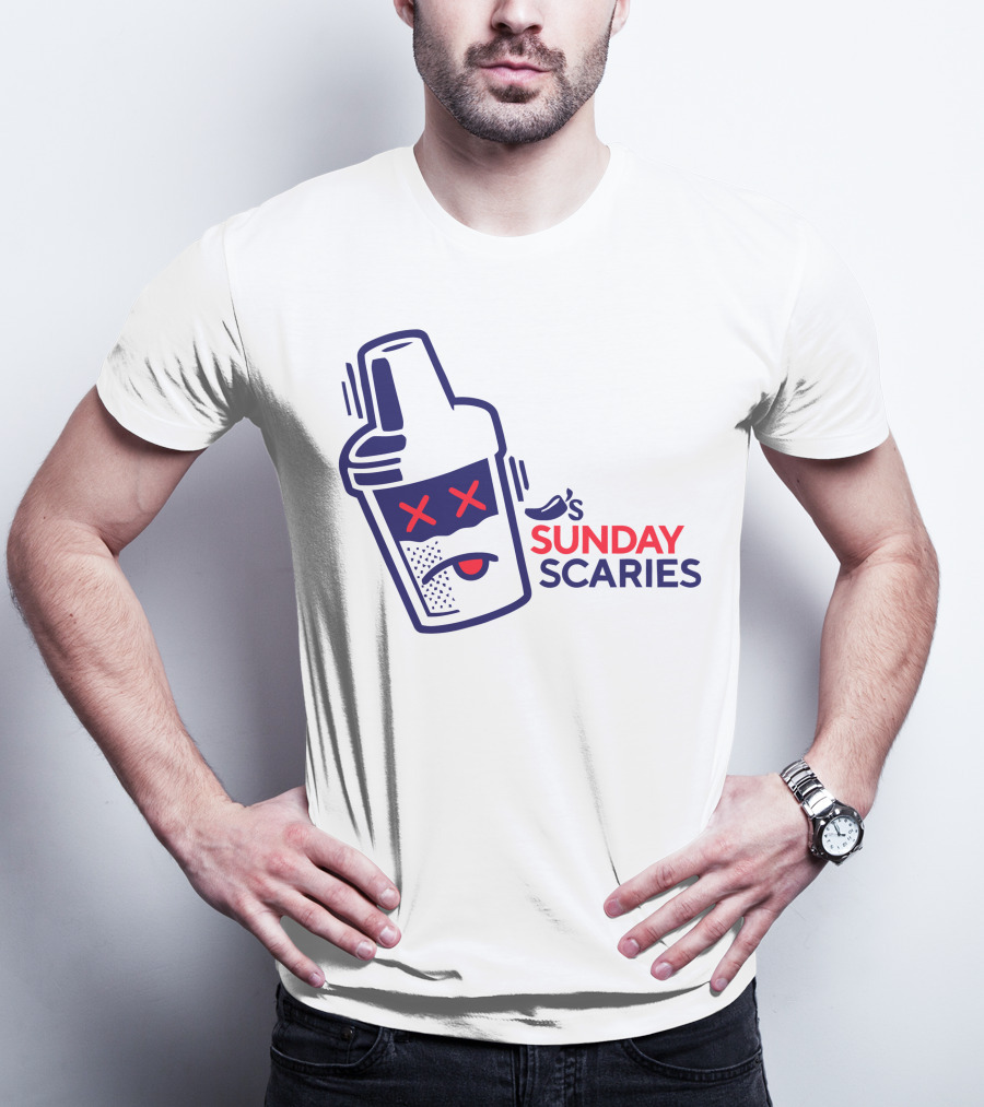 Chili's Sunday Scaries Drink Shaker Icon With Fun Expression T-Shirt