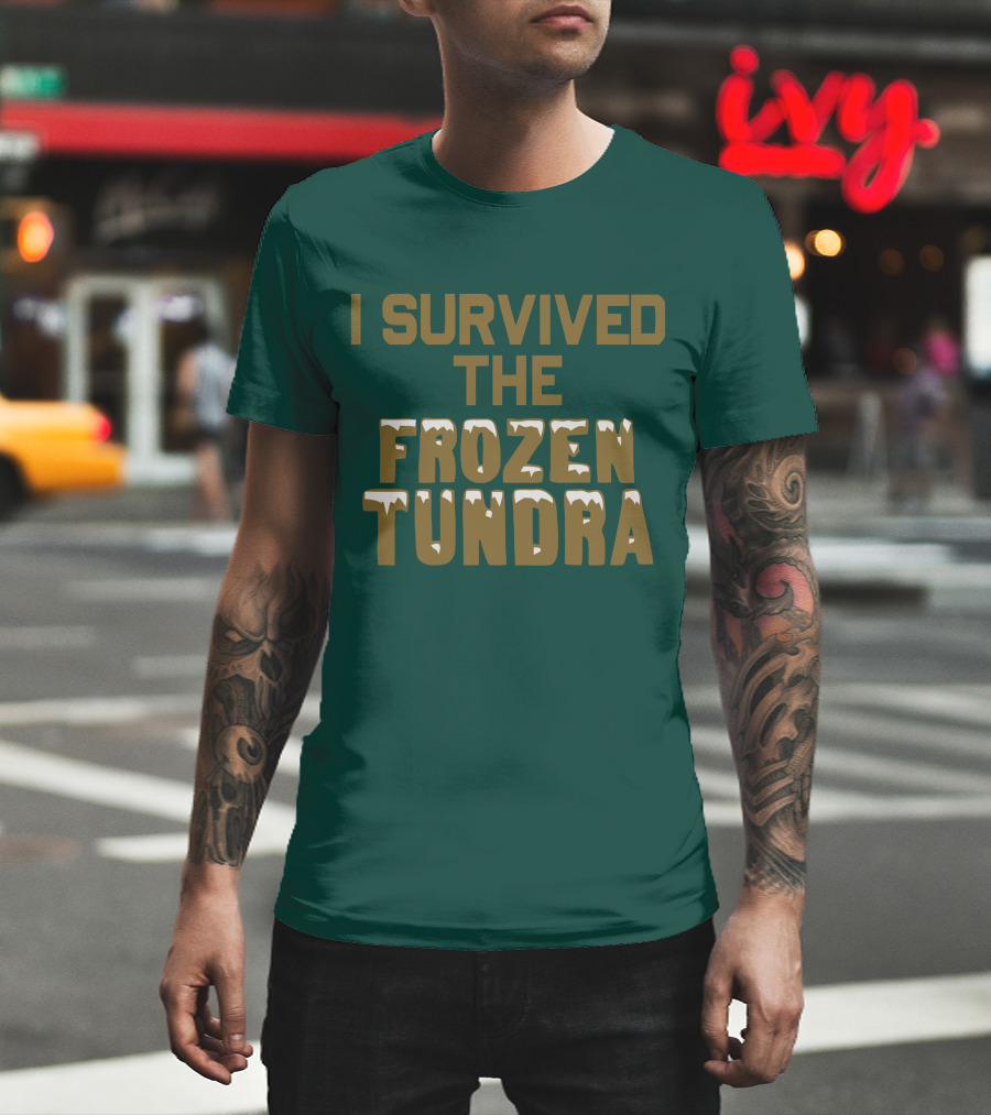I Survived The Frozen Tundra Statement With Ice-Capped Letters T-Shirt