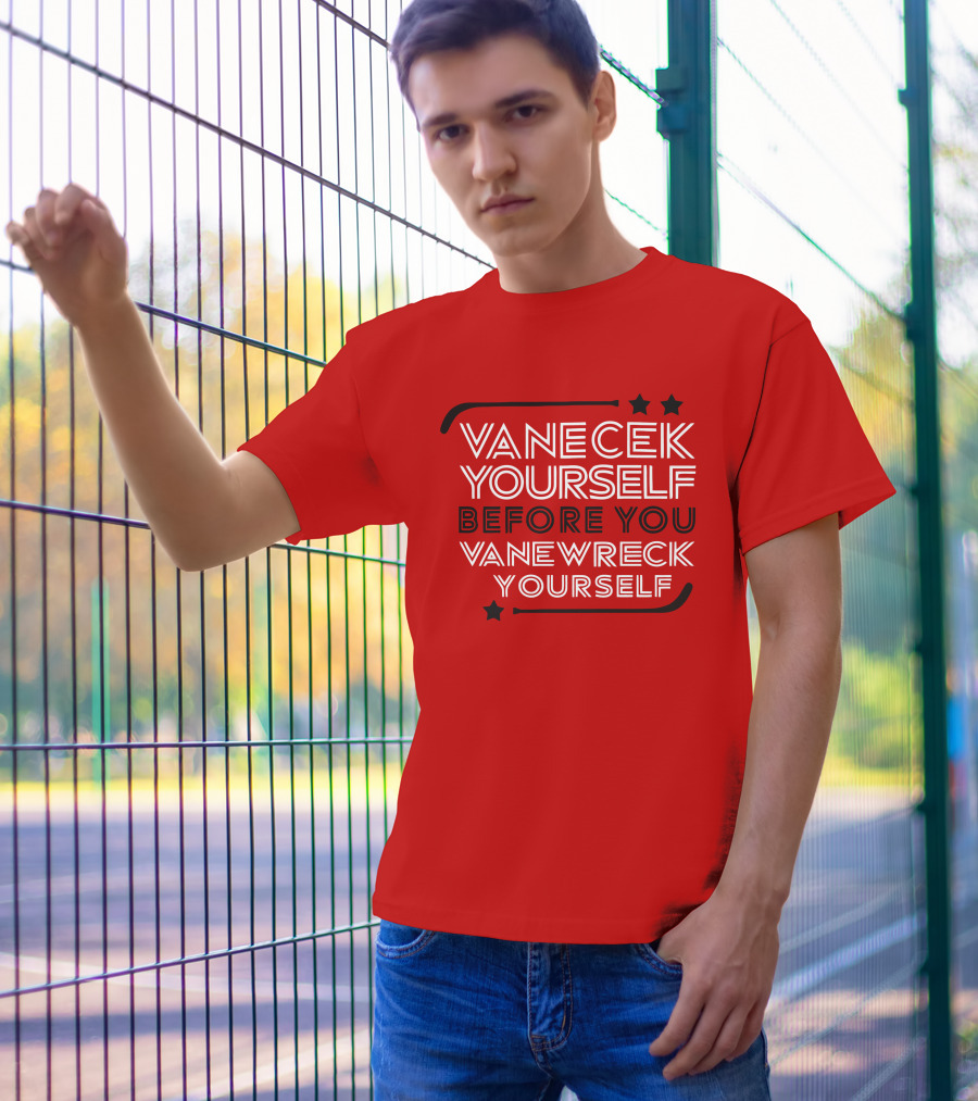 Vanecek Yourself Before You Vanewreck Yourself Stars Red T-Shirt