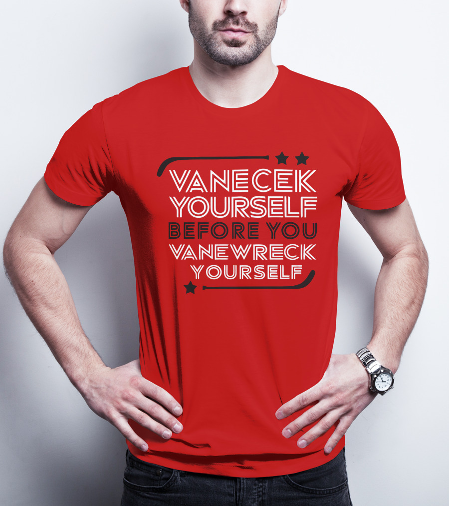 Vanecek Yourself Before You Vanewreck Yourself Stars Red T-Shirt