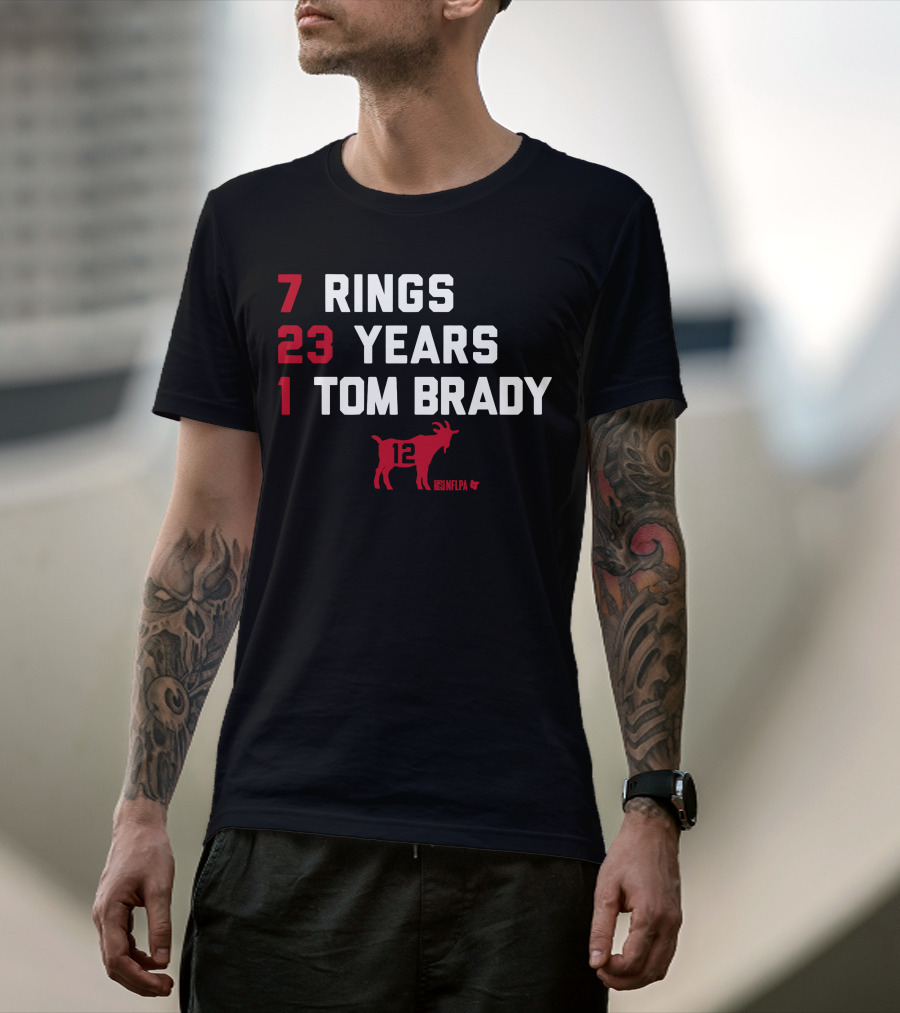 7 Rings 23 Years 1 Tom Brady NFLPA GOAT 12 T-Shirt