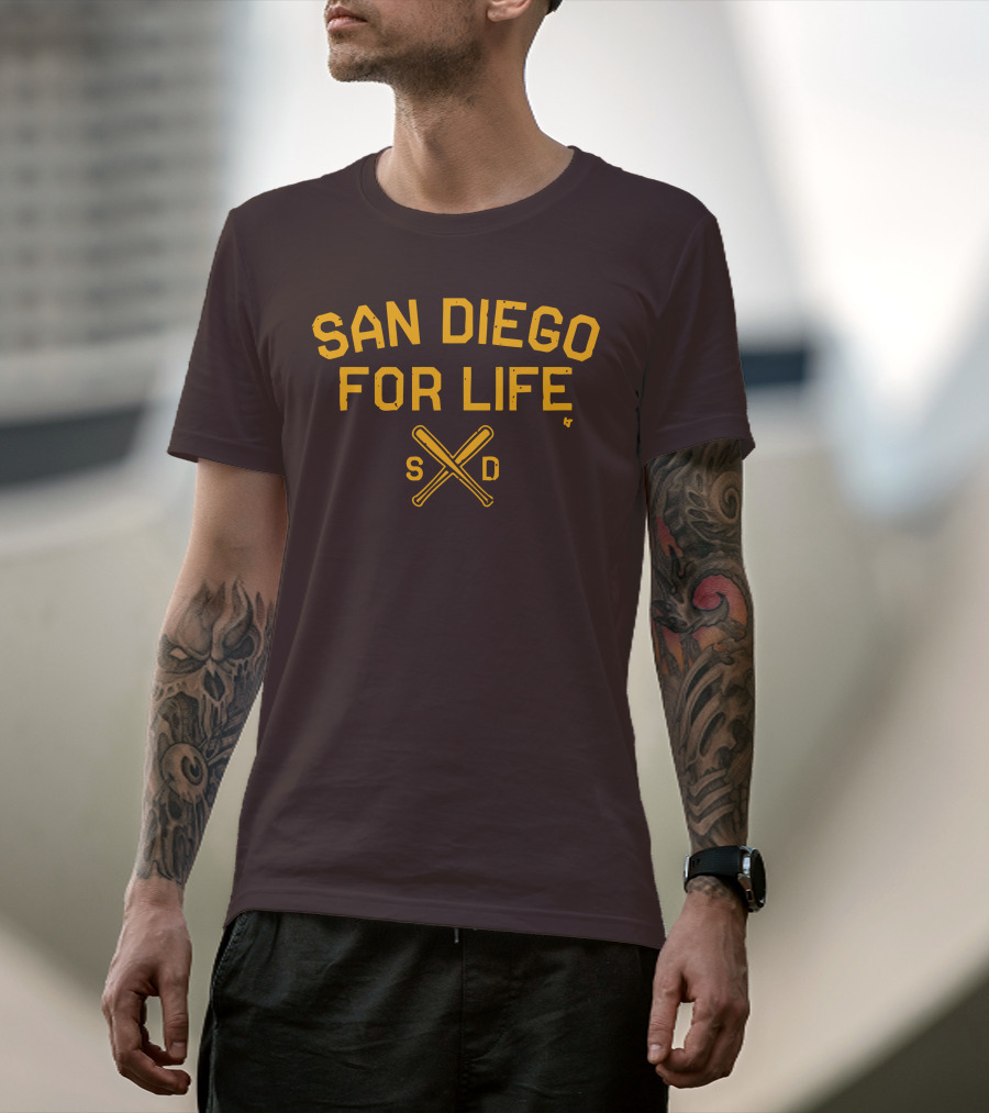 San Diego For Life SD Crossed Baseball Bats T-Shirt