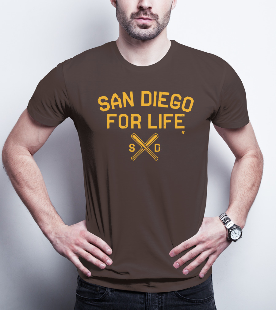 San Diego For Life SD Crossed Baseball Bats T-Shirt