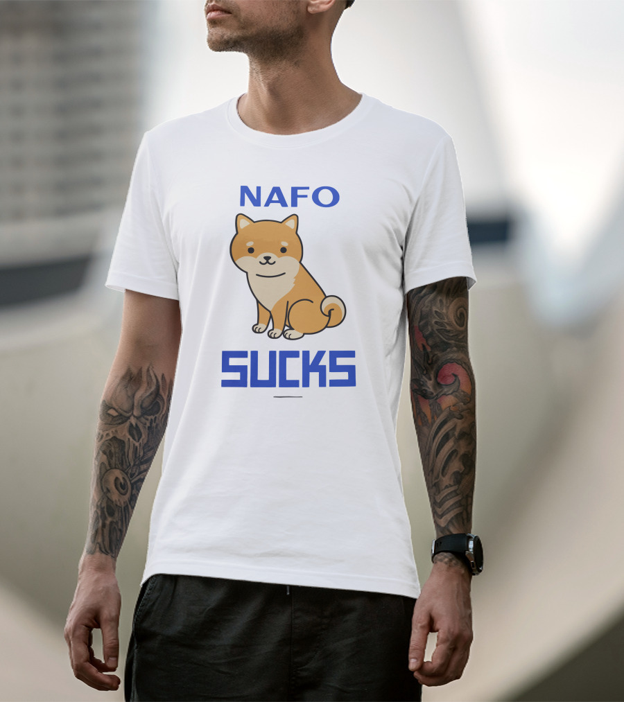 NAFO Sucks Cute Dog Cartoon T-Shirt