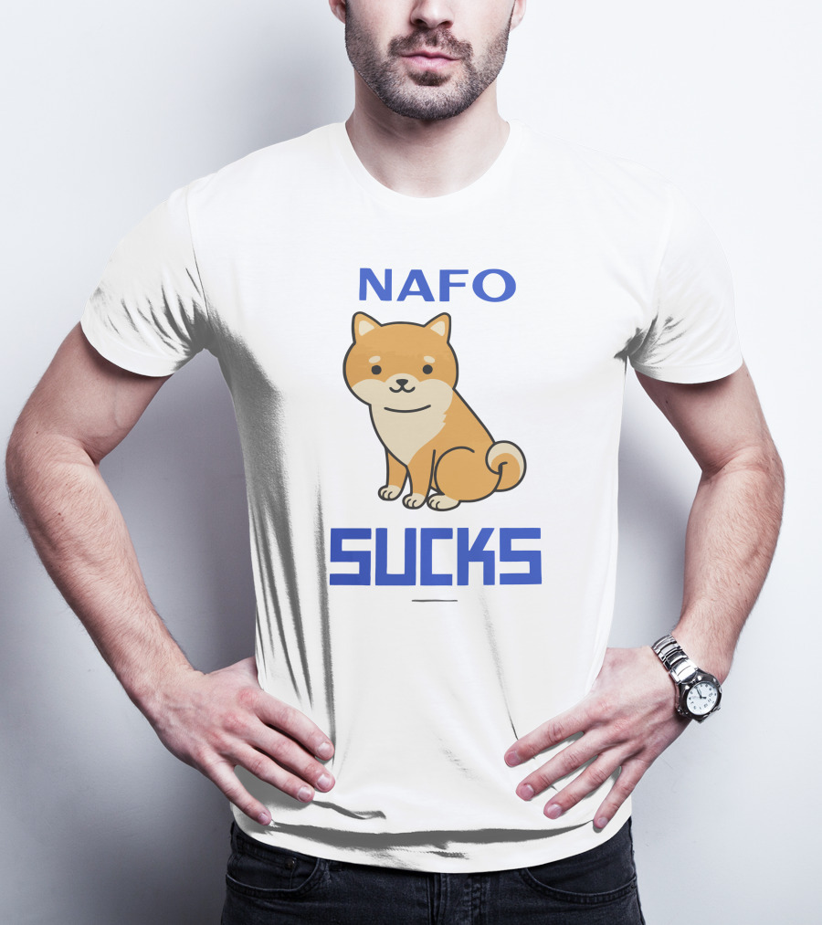 NAFO Sucks Cute Dog Cartoon T-Shirt