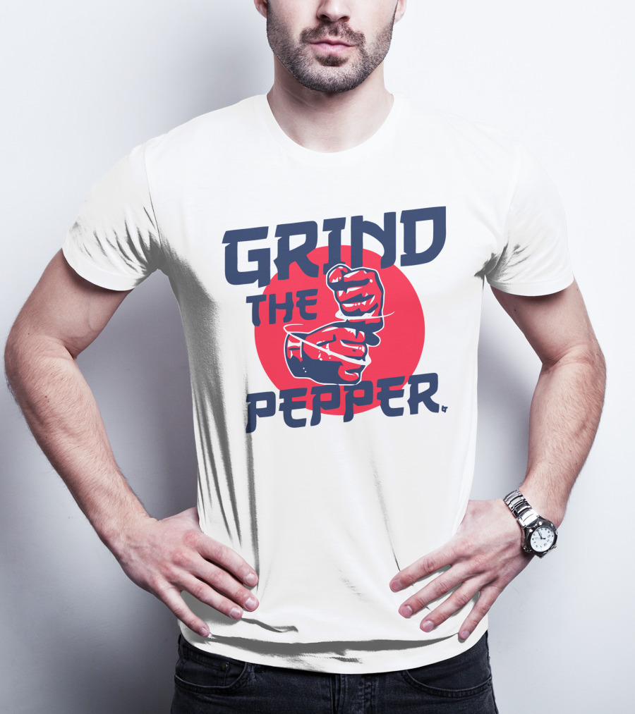GRIND THE PEPPER JAPAN HAND GESTURE RED CIRCLE BACKGROUND T-Shirt