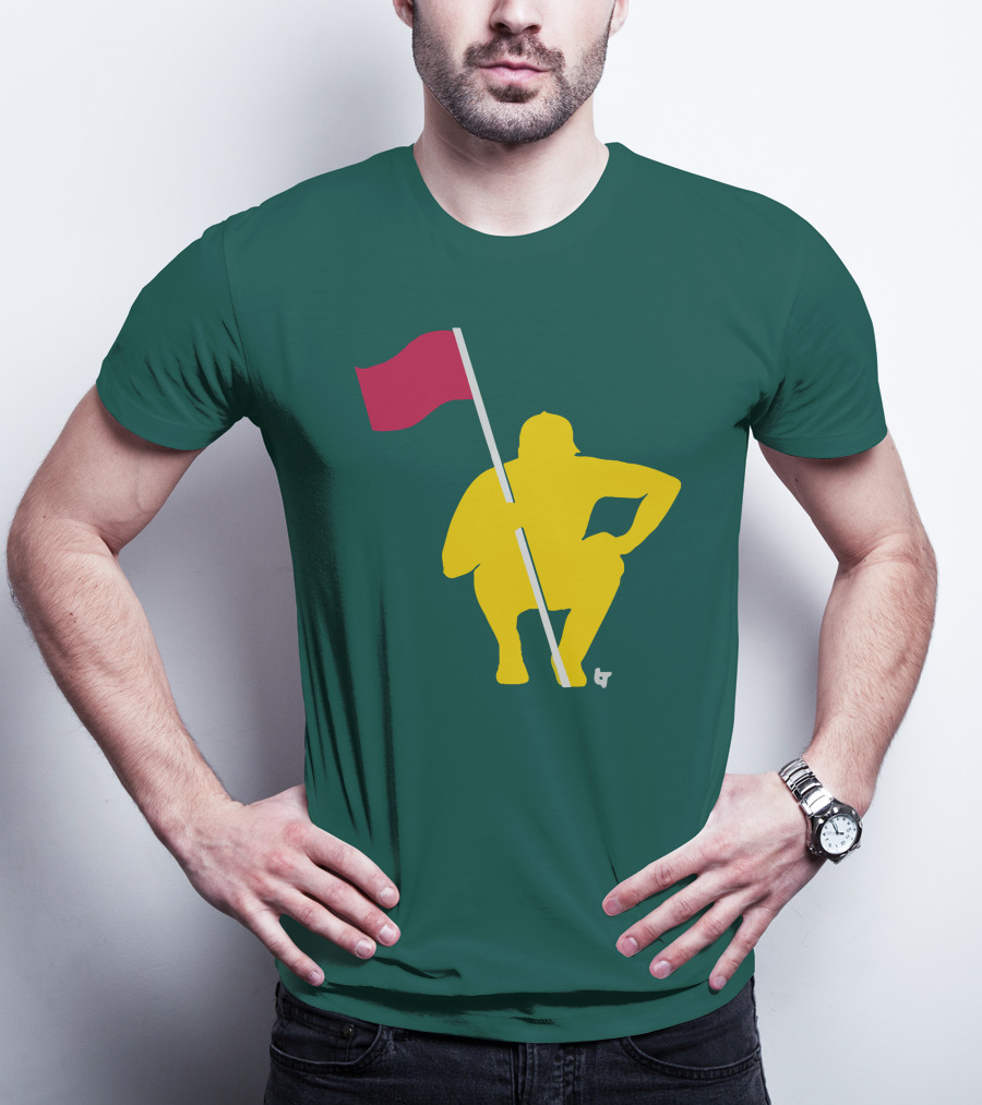 The Caddie Network April In Georgia Crouching Golfer With Red Flag T-Shirt