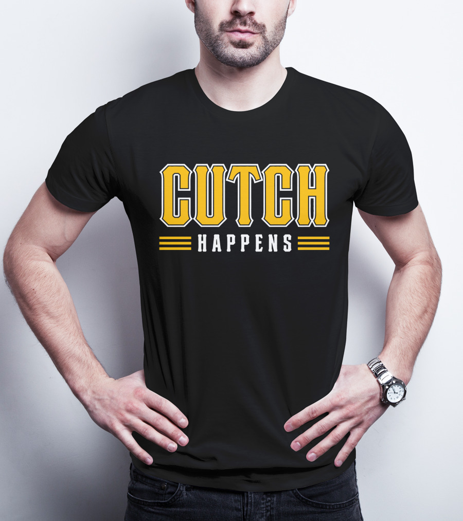 Cutch Happens Baseball Humor Yellow T-Shirt