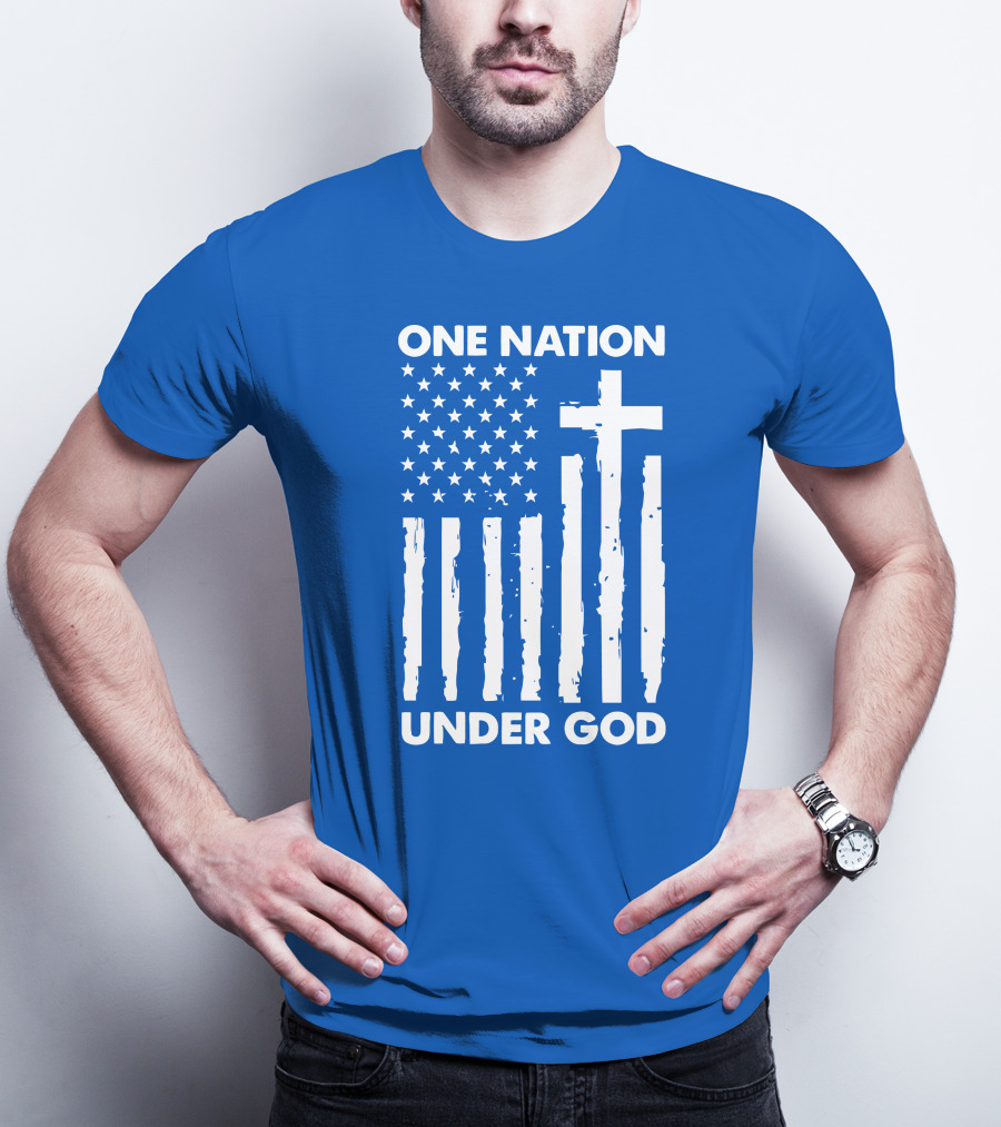 One Nation Under God American Flag Cross Stars Stripes Representation T-Shirt
