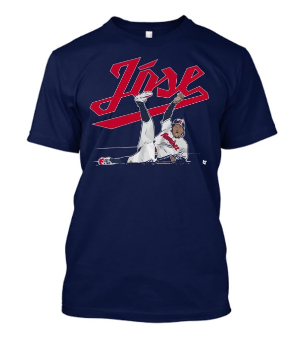 José Ramírez Slide Illustration With Cleveland Baseball Inspiration T-Shirt