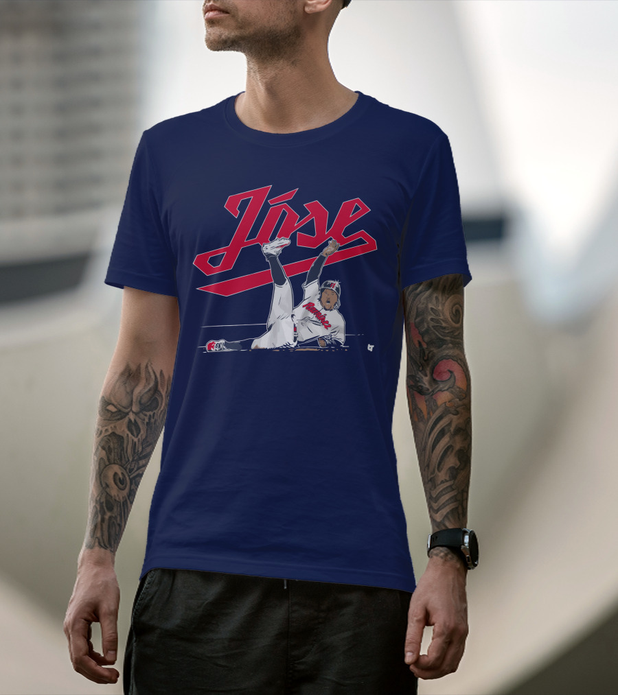 José Ramírez Slide Illustration With Cleveland Baseball Inspiration T-Shirt