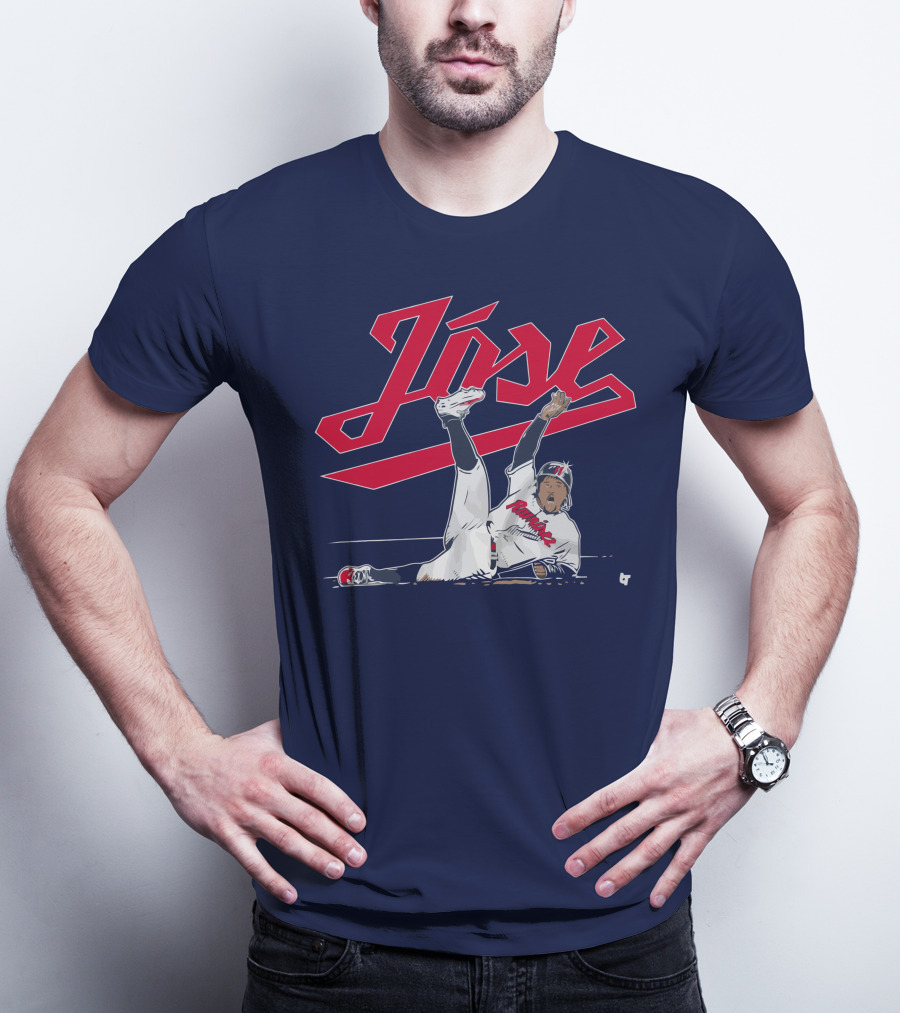 José Ramírez Slide Illustration With Cleveland Baseball Inspiration T-Shirt