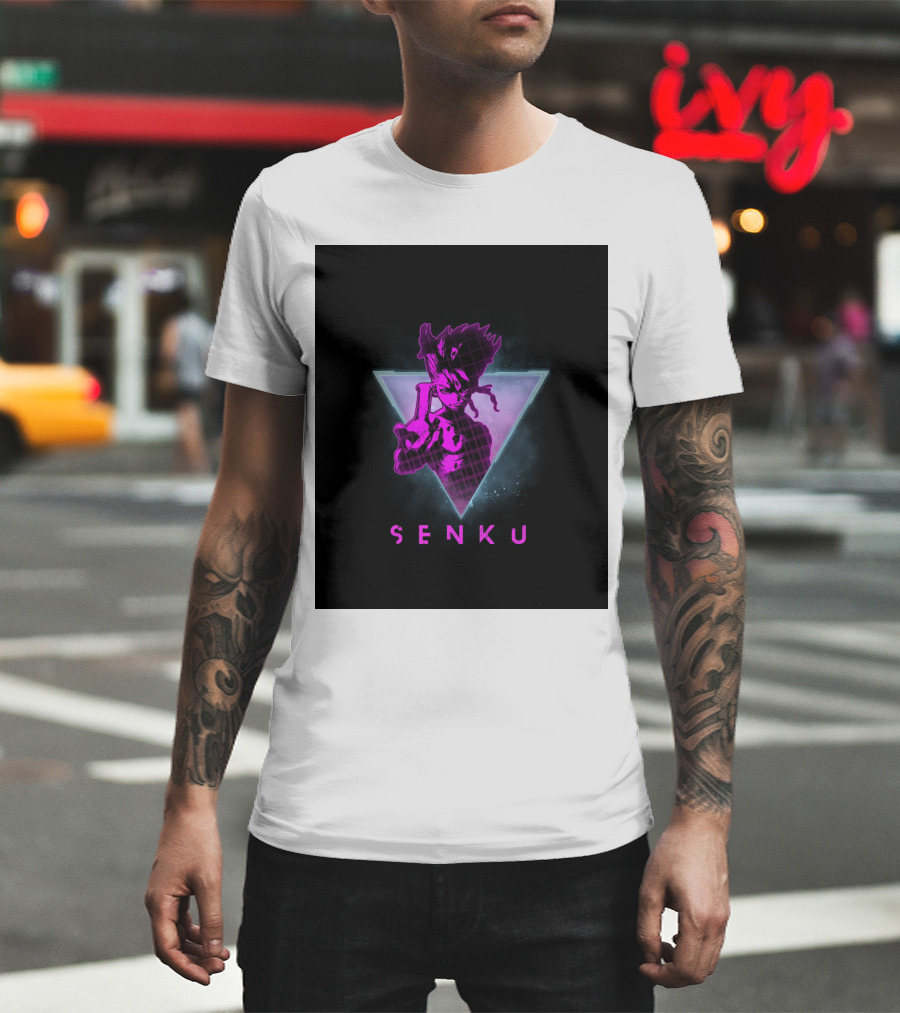 Senku Ishigami Neon 80s Retro Aesthetic Dr Stone Anime T-Shirt