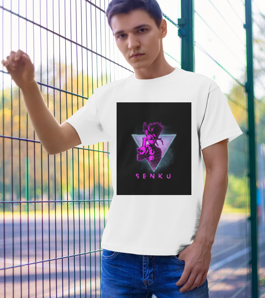 Senku Ishigami Neon 80s Retro Aesthetic Dr Stone Anime T-Shirt