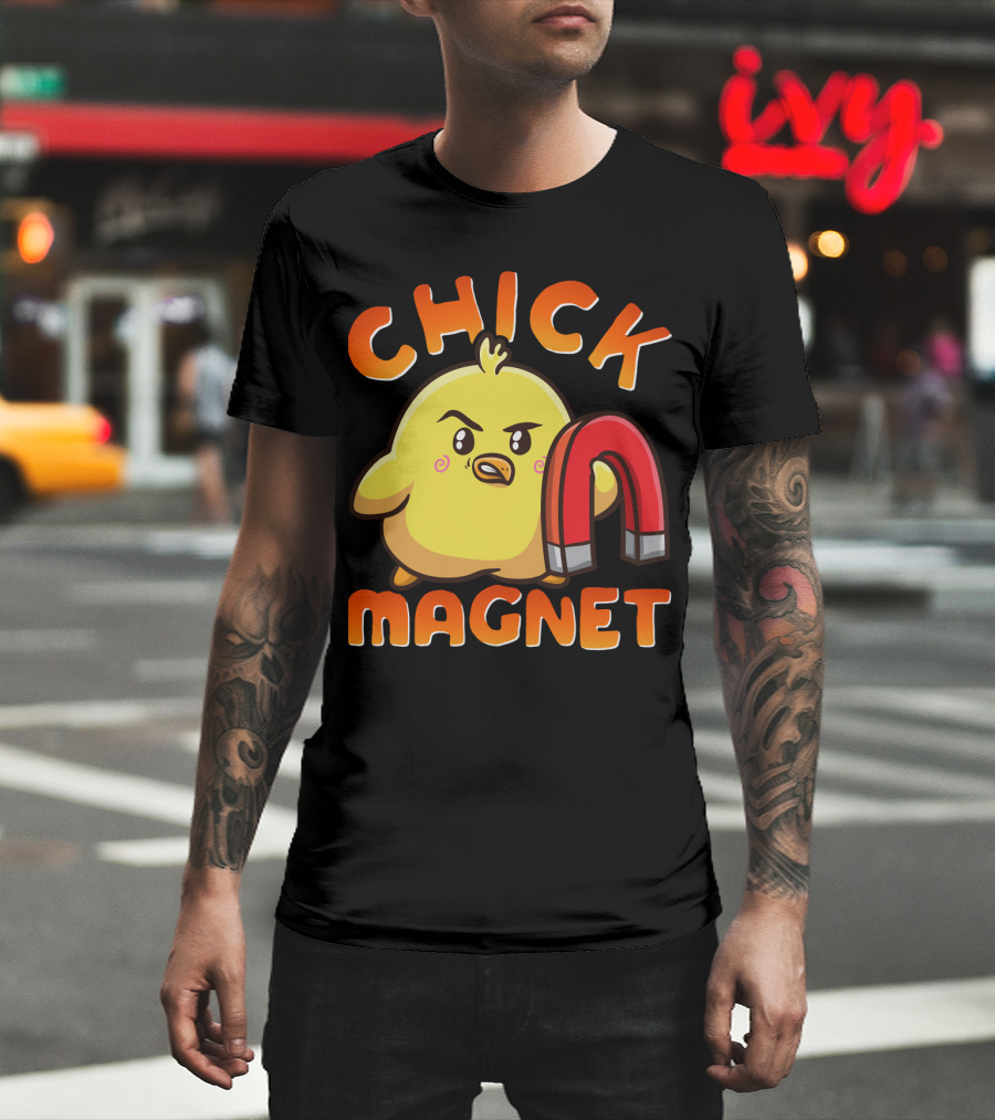 Chick Magnet Funny Halloween Costume Magnetic Little Chick With Magnet T-Shirt