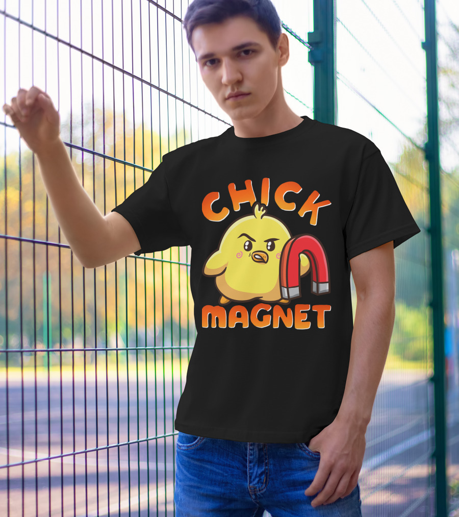 Chick Magnet Funny Halloween Costume Magnetic Little Chick With Magnet T-Shirt