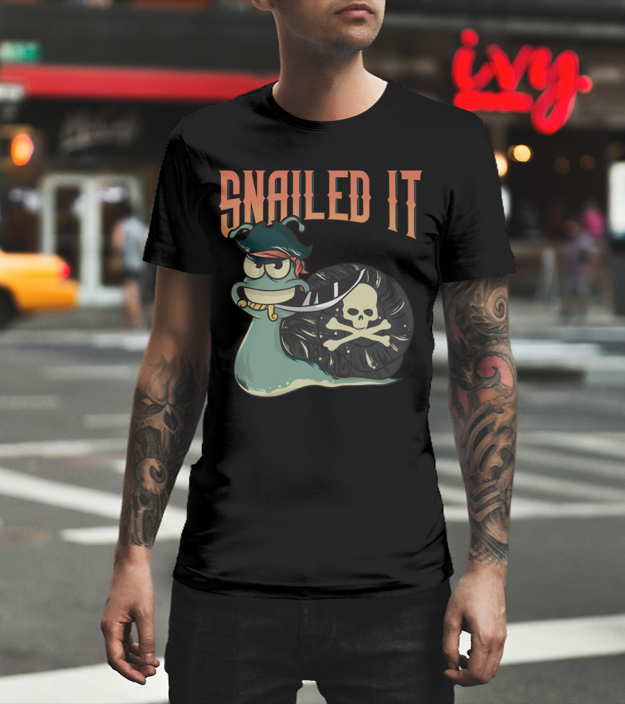 Snailed It Pirate Skull Snail Kawaii T-Shirt