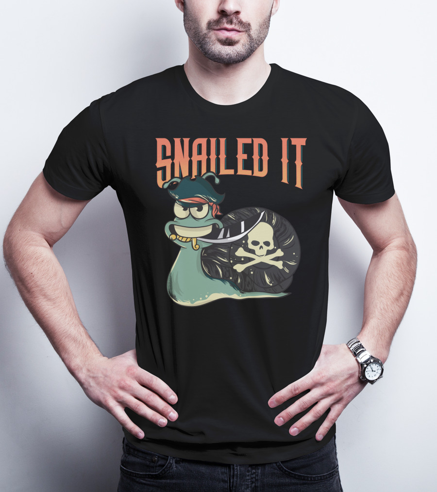 Snailed It Pirate Skull Snail Kawaii T-Shirt