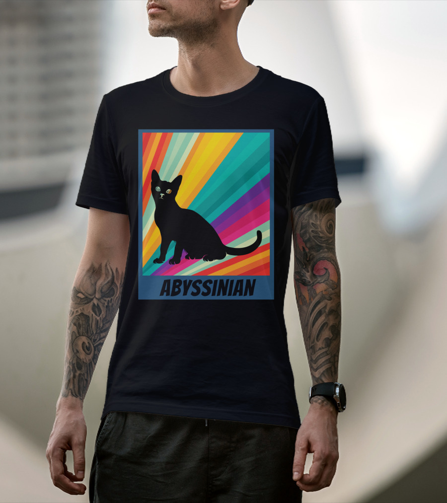 Abyssinian Cat Retro Rainbow T-Shirt