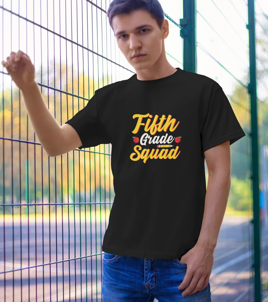 Fifth Grade Squad Teacher Back To School Student Pencil Apples T-Shirt