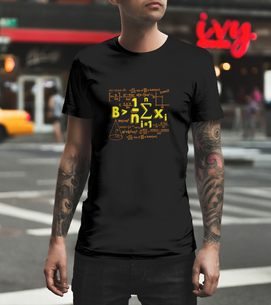 Math Teacher Be Greater Than Average Back To School Algebra Geometry Formulas T-Shirt