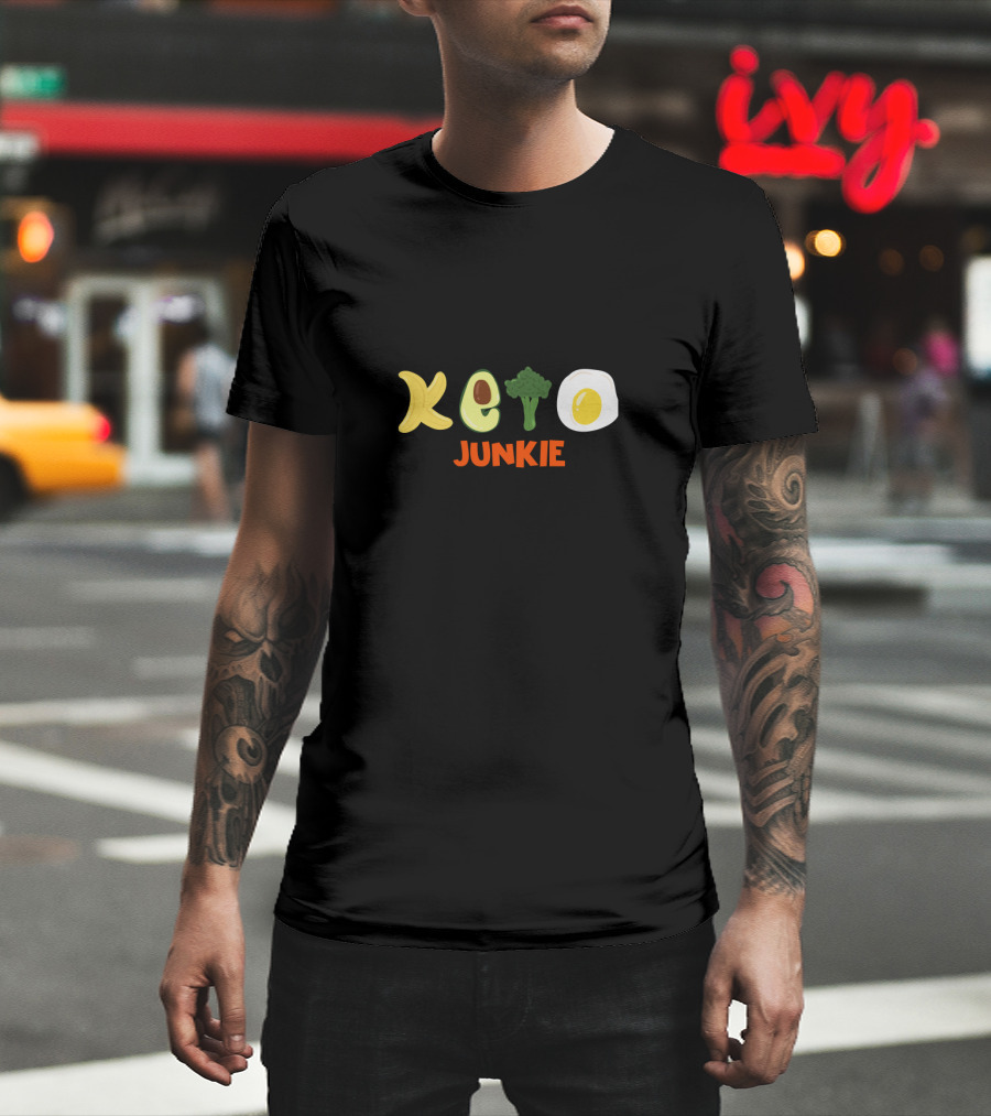Keto Diet Junkie Avocado Broccoli Egg Ketogenic Food T-Shirt