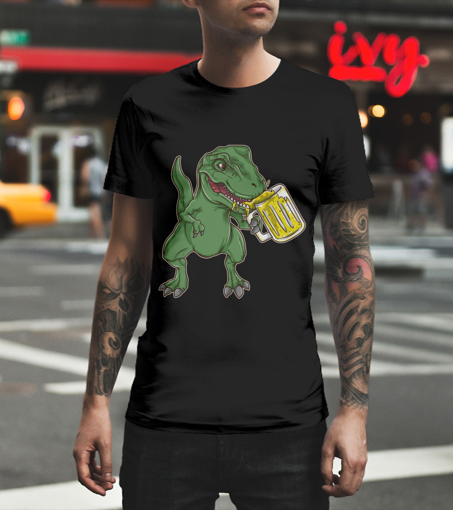 Dinosaur Prost Oktoberfest Drinking Team Let's Get Wrecked T-Shirt