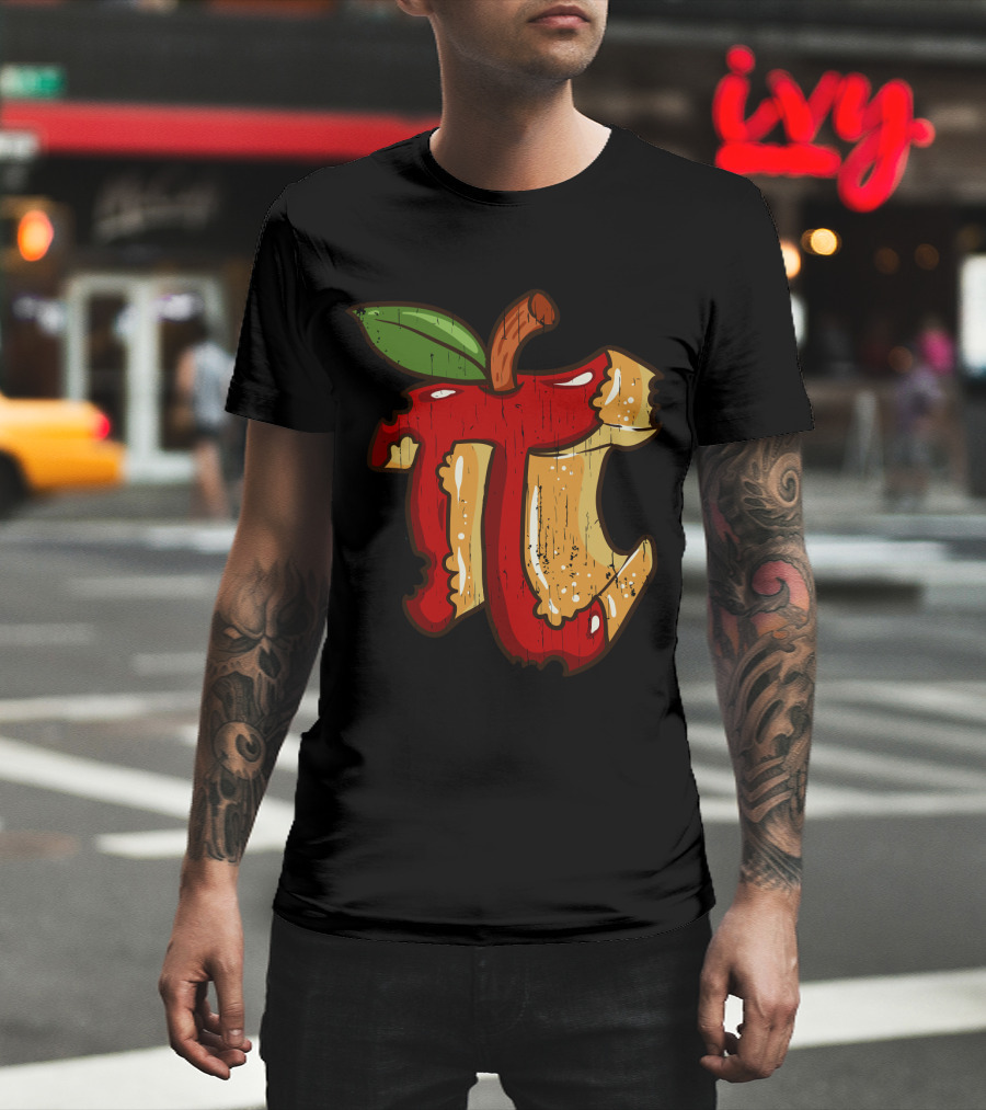 Math Teacher Apple Pi Day 3.14 Funny Math Pun Back To School Apple Core Pi T-Shirt