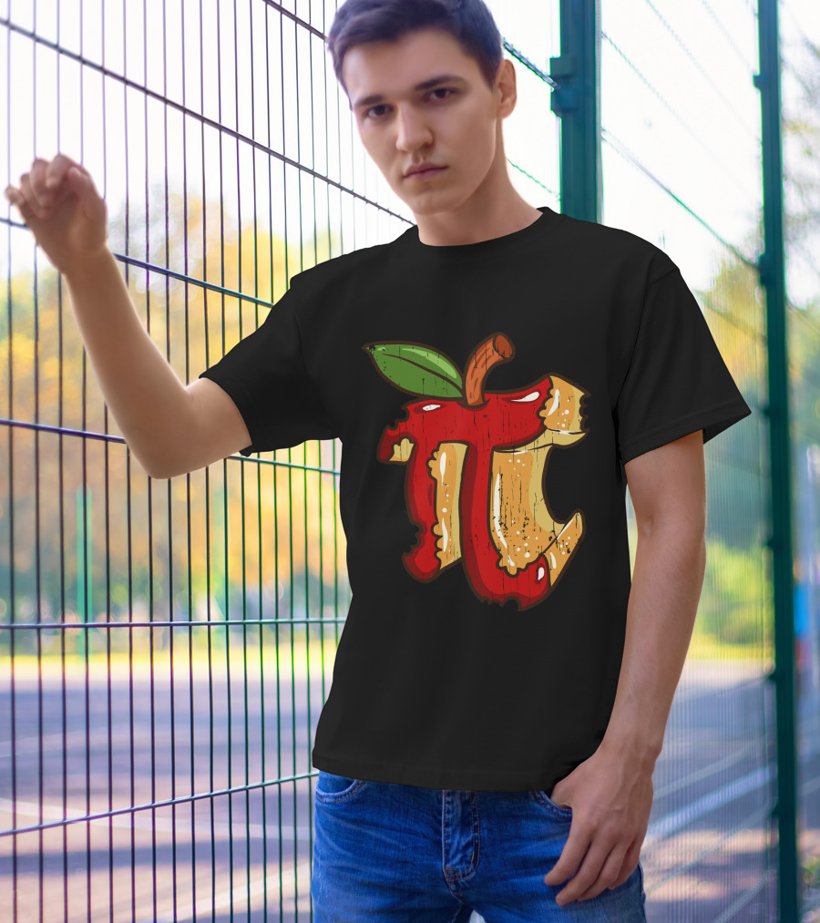 Math Teacher Apple Pi Day 3.14 Funny Math Pun Back To School Apple Core Pi T-Shirt