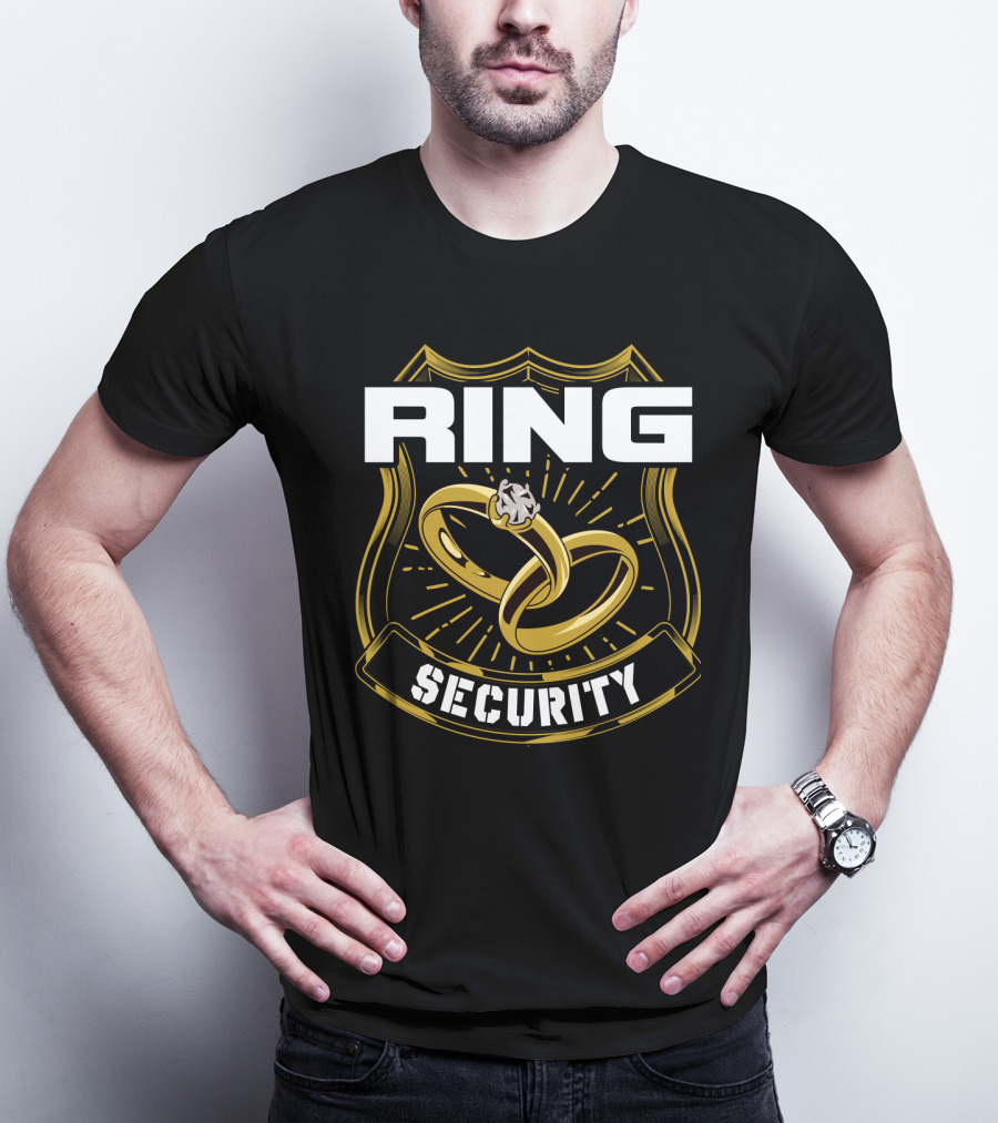 Ring Security Wedding Party Badge With Gold Rings T-Shirt