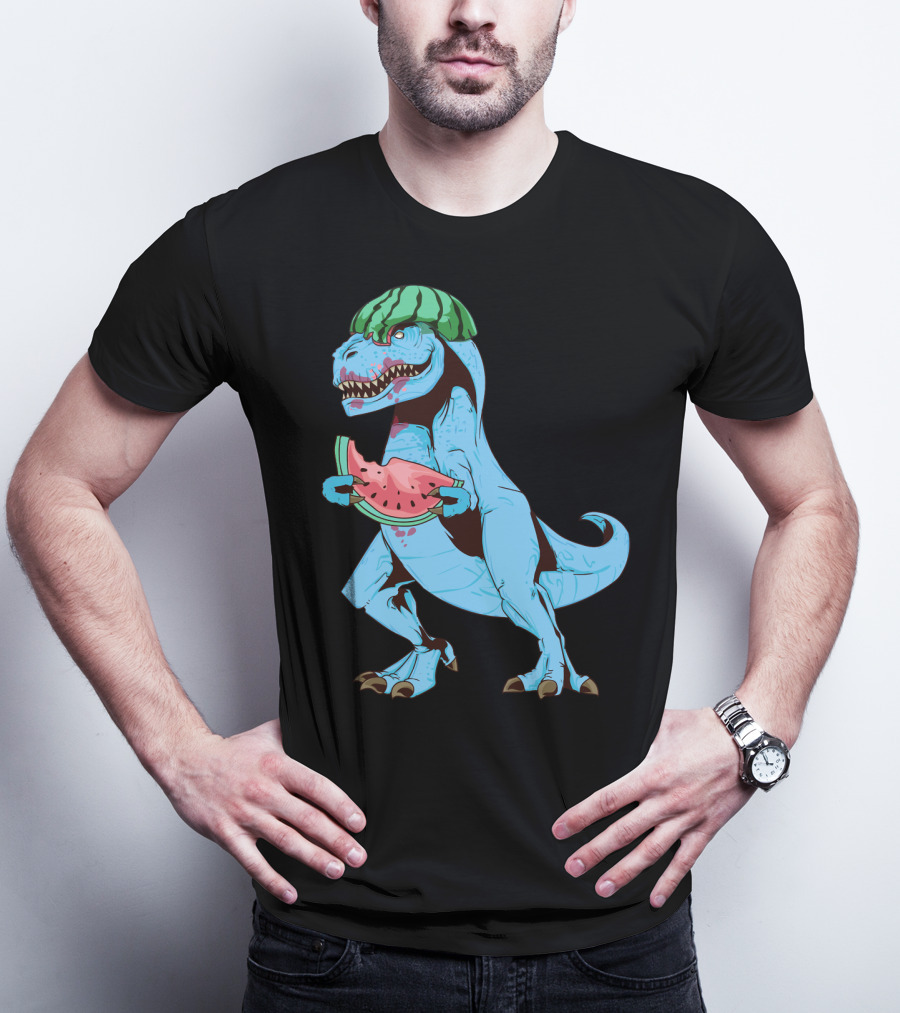 One In A Melon Watermelon Dinosaur Rex Summer Fruit T-Shirt