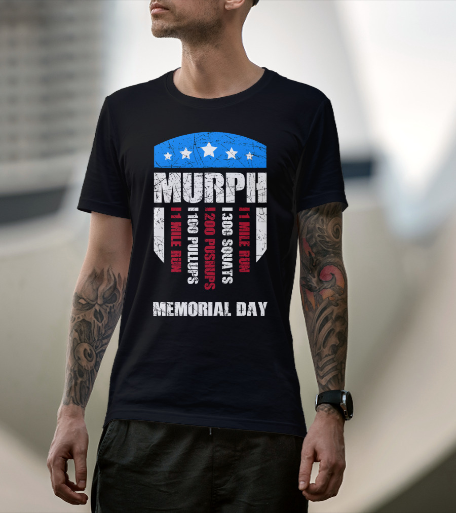 Memorial Day Murph Wod Workout 1 Mile Run 100 Pullups 200 Pushups 300 Squats Recovery T-Shirt