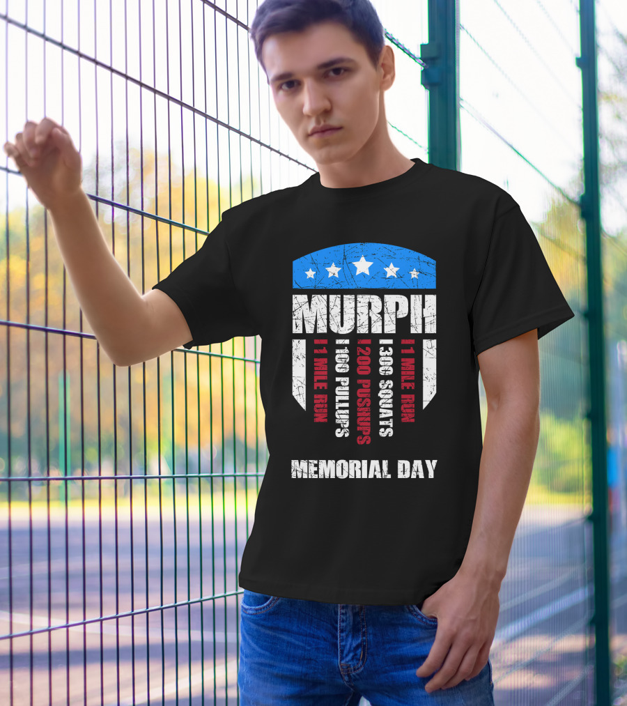 Memorial Day Murph Wod Workout 1 Mile Run 100 Pullups 200 Pushups 300 Squats Recovery T-Shirt