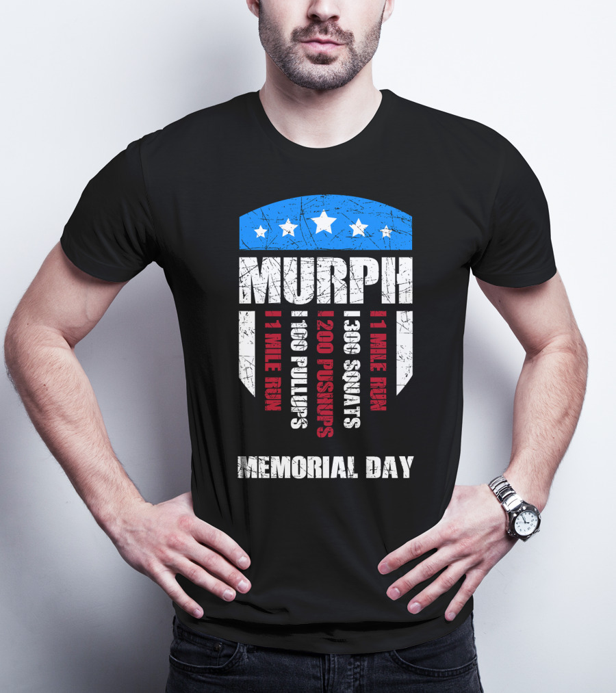 Memorial Day Murph Wod Workout 1 Mile Run 100 Pullups 200 Pushups 300 Squats Recovery T-Shirt