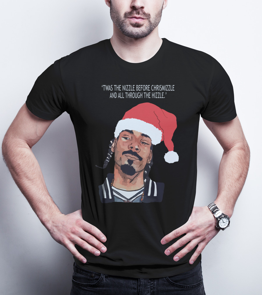 Snoop Dogg 'Twas The Nizzle Before Christmizzle And All Through The Hizzle Santa Hat T-Shirt