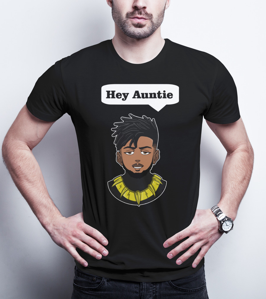 Erik Killmonger Hey Auntie Animated Character Necklace Black Panther T-Shirt