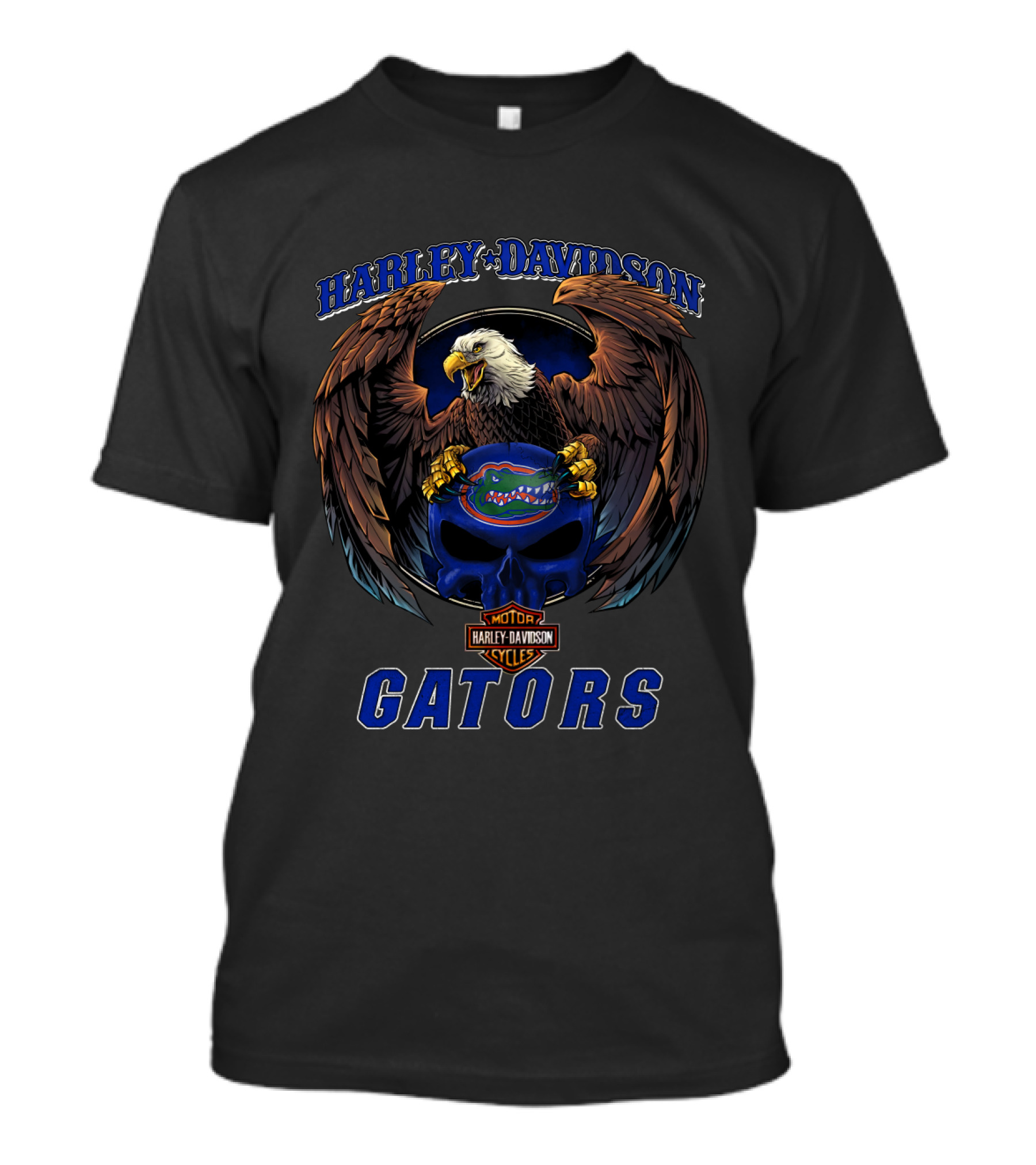 Harley Davidson Florida Gators Motorcycles Eagle Skull T-Shirt