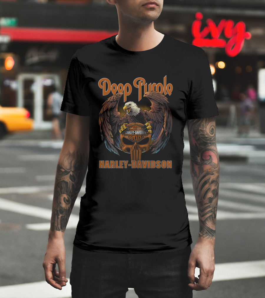 Deep Purple Harley Davidson Motor Cycles Eagle T-Shirt