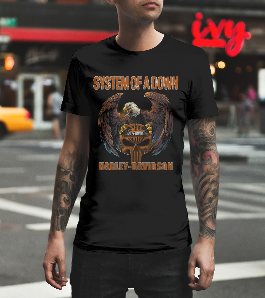 System Of A Down Harley Davidson Motor Cycles Eagle T-Shirt