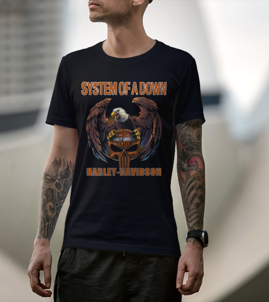 System Of A Down Harley Davidson Motor Cycles Eagle T-Shirt