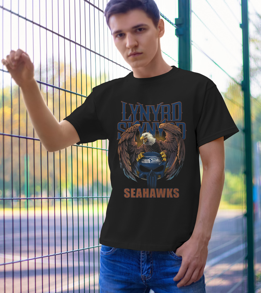 Lynyrd Skynyrd Seahawks Eagle Holding Helmet T-Shirt