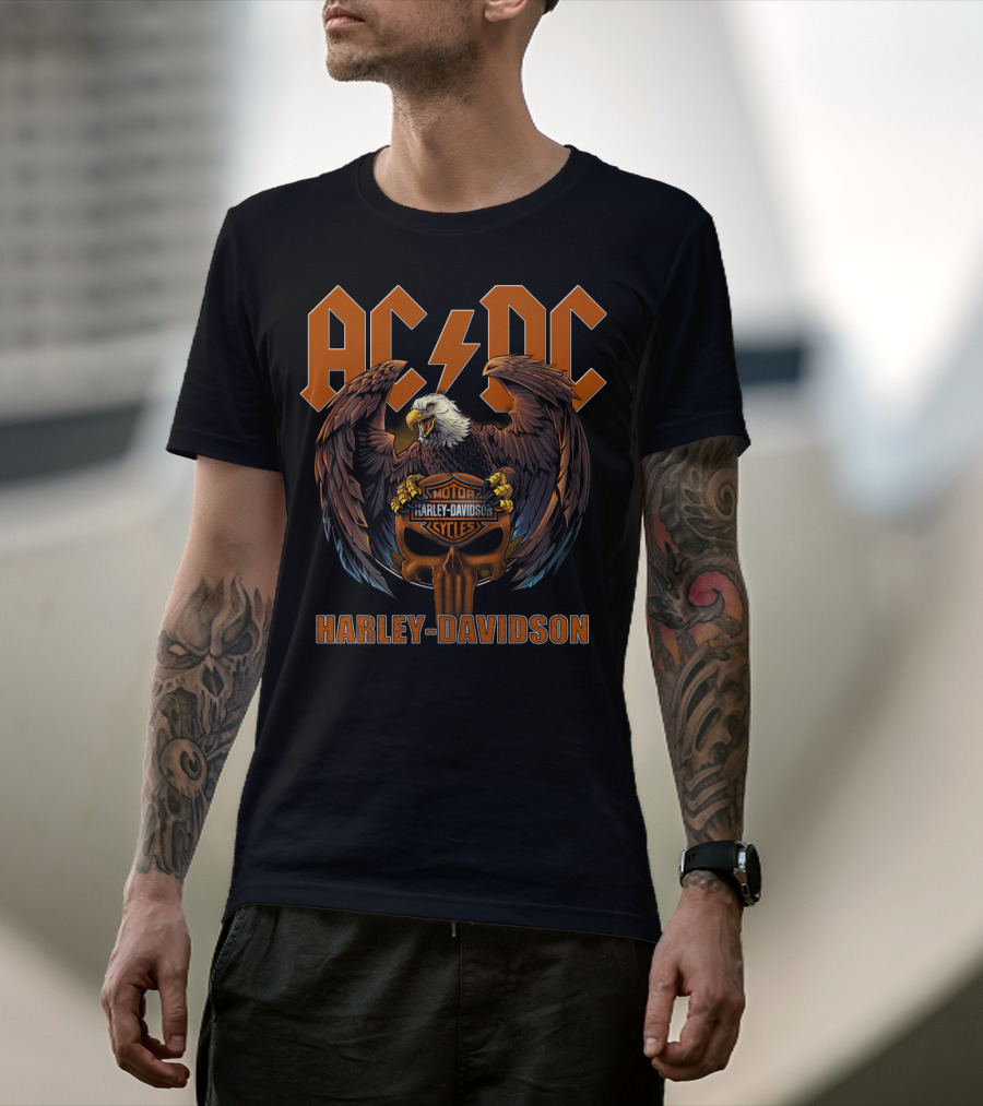 Acdc Harley Davidson Motor Cycles Eagle T-Shirt