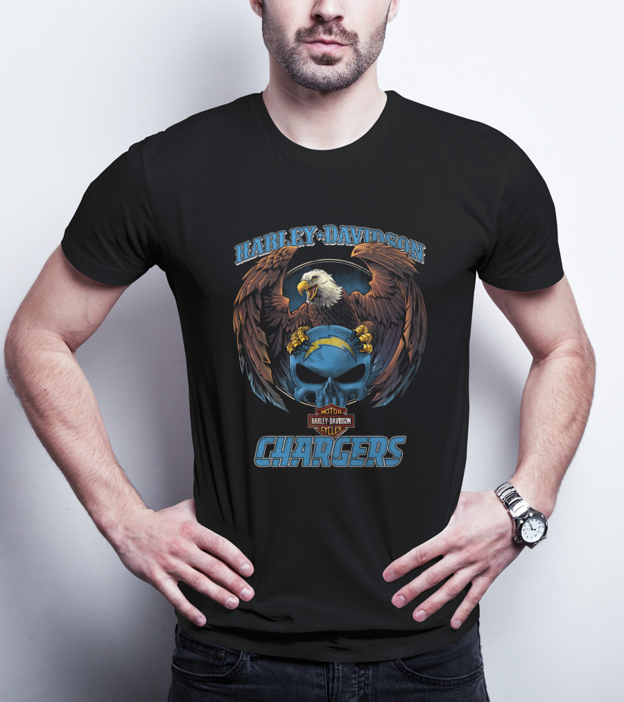 Harley Davidson Los Angeles Chargers Eagle Skull T-Shirt