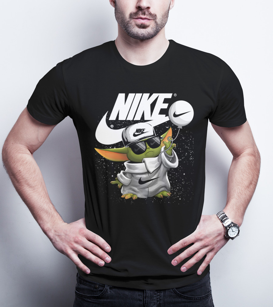 Nike Baby Yoda With Sunglasses And Balloon T-Shirt