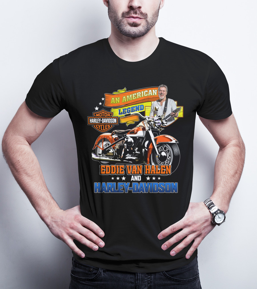 An American Legend Eddie Van Halen And Harley Davidson Cycles T-Shirt