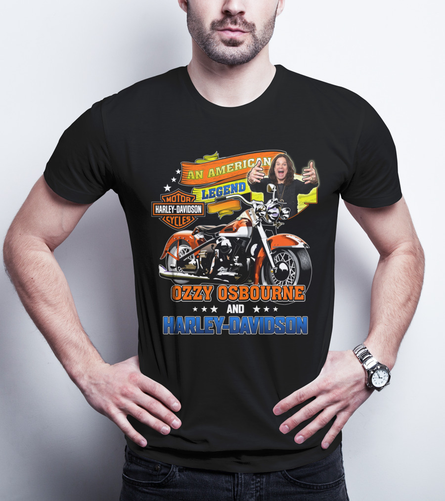 An American Legend Ozzy Osbourne And Harley Davidson Motor Cycles T-Shirt