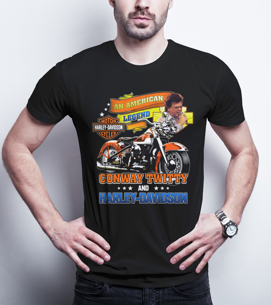An American Legend Conway Twitty And Harley Davidson T-Shirt